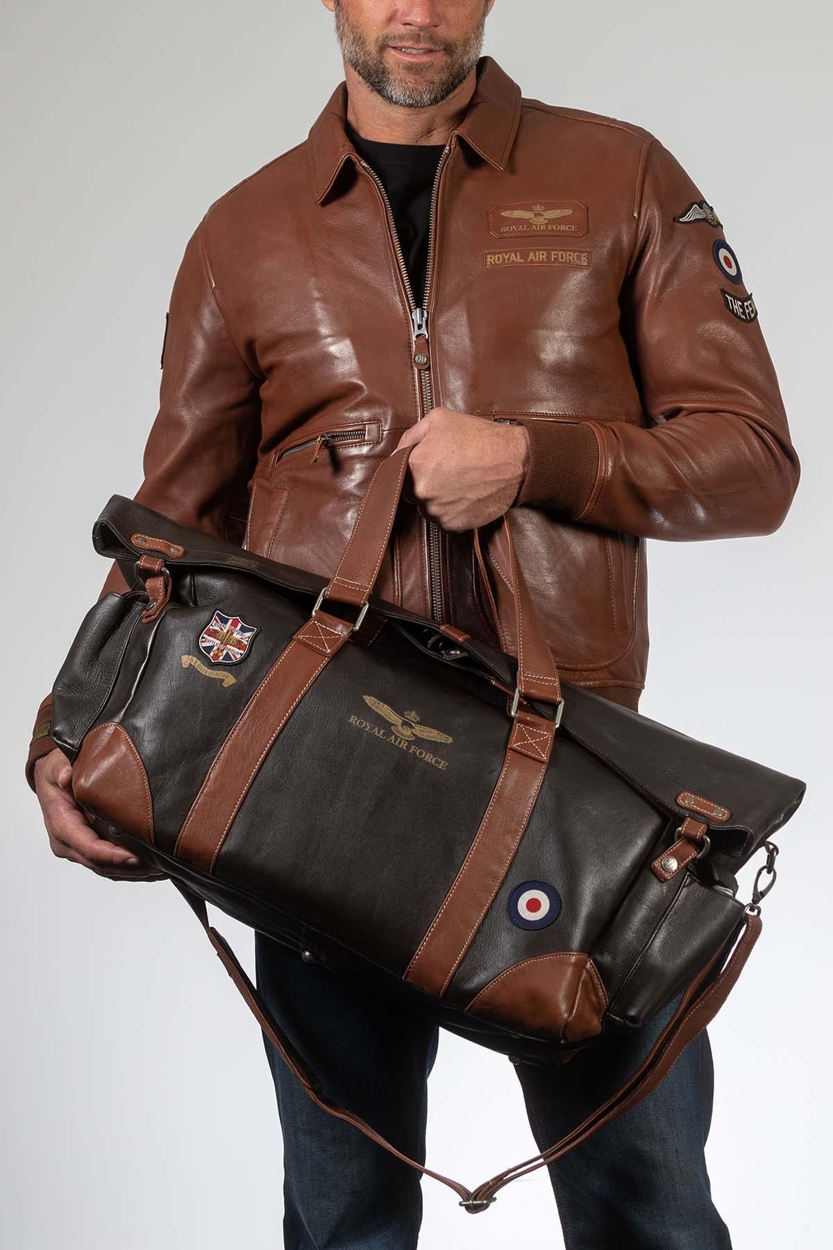 Sacs homme Royal Air Force BADER3 DARK BROWN - cuir-city.com