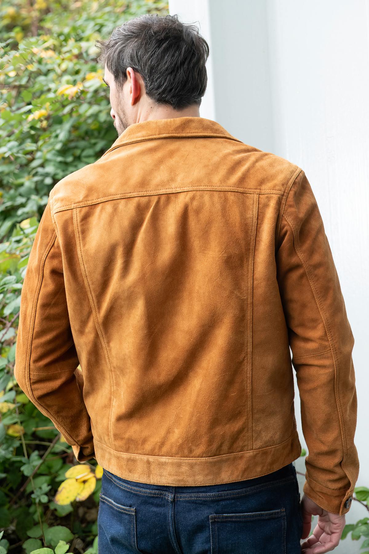 herren Jacke serge pariente JEANS JACKET SUEDE COGNAC - leder-jack.de