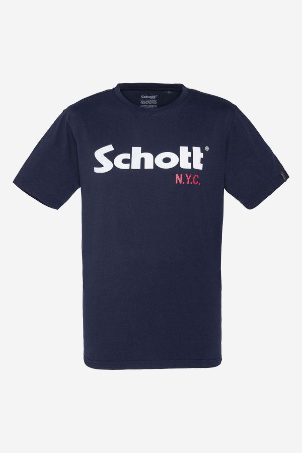 herren T-shirt schott TS01MCLOGO NAVY/GREY - leder-jack.de